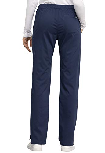 Cherokee Women Scrubs Pant Workwear Revolution Mid Rise Straight Leg Drawstring WW005, L, Navy