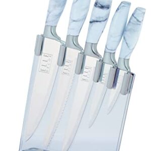 Elle Decor 5-Piece Professional Kitchen Knife Set with Block and Marble Handles