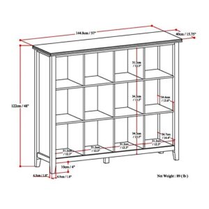 SIMPLIHOME Artisan SOLID WOOD 48 inch x 57 inch Transitional 12 Cube Storage in Russet Brown with 12 Shelves, for the Living Room, Study and Office