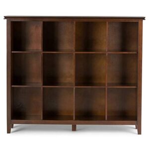 SIMPLIHOME Artisan SOLID WOOD 48 inch x 57 inch Transitional 12 Cube Storage in Russet Brown with 12 Shelves, for the Living Room, Study and Office