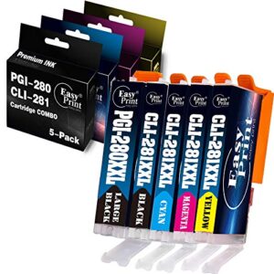 easyprint (5 pack) compatible pgi280xxl cli281xxl ink cartridge replacement for canon 280xxl pgi-280xxl cli 281xxl tr7520 tr8520 ts702 ts6120 ts8320 ts9120 ts9521c, (pgbk, bk, c, m, y)