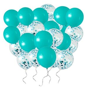 partygo 30pcs teal turquoise balloons and turquoise confetti balloons for party decorations, teal decorations for birthday - wedding - engagement - graduation - teal party supplies