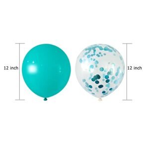 partyGO 30PCS Teal Turquoise Balloons and Turquoise Confetti Balloons for Party Decorations, Teal Decorations for Birthday - Wedding - Engagement - Graduation - Teal Party Supplies