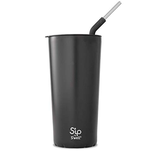 S'ip by S'well Stainless Steel Takeaway Tumbler - 24 Fl Oz - Black Licorice - Double-Layered Vacuum-Insulated Travel Mug Keeps Drinks Cold for 16 Hours and Hot for 4 - BPA-Free Water Bottle