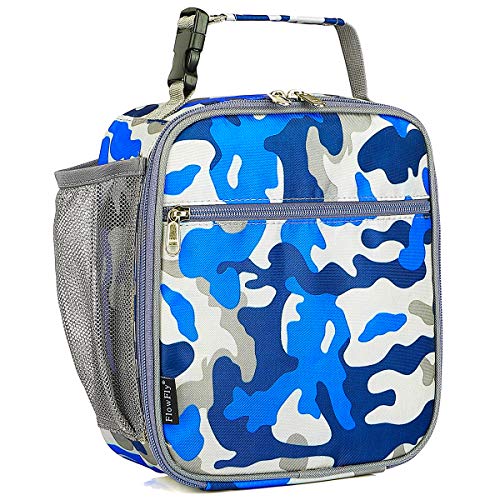 FlowFly Kids Lunch box Insulated Soft Bag Mini Cooler Back to School Thermal Meal Tote Kit for Girls, Boys, Camo