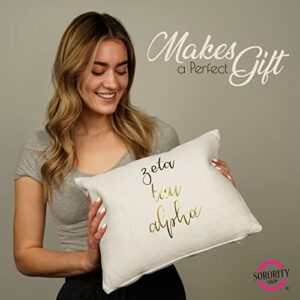 Sorority Shop Phi Mu Pillow – Gold Script Design, 12" x 16" Lumbar Pillow Sorority