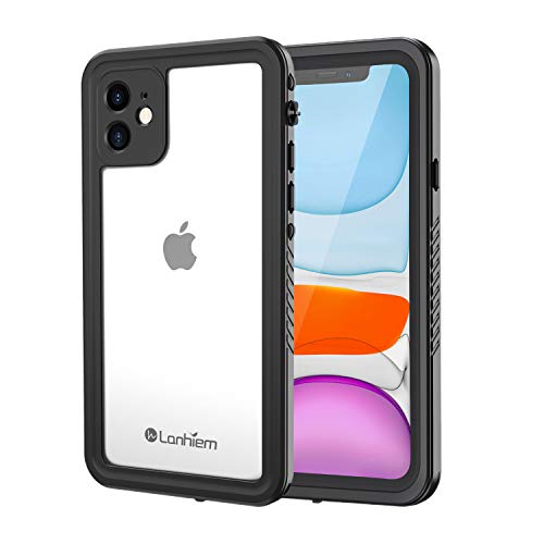 Lanhiem iPhone 11 Waterproof Case, 360 Full Body Protection Underwater Dustproof Shockproof Clear Cover with Built-in Screen Protector for iPhone 11 6.1 Inch (Black/Clear)