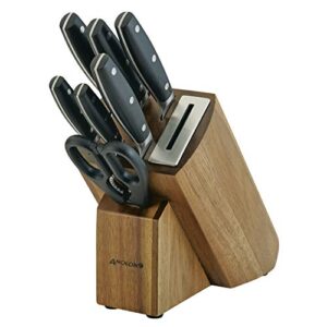 Anolon AlwaysSharp Japanese Steel Knife Block Set with Built-In Sharpener, 8 Piece