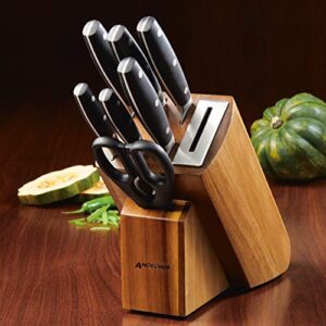 Anolon AlwaysSharp Japanese Steel Knife Block Set with Built-In Sharpener, 8 Piece