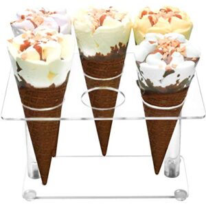 Ailelan Cone Holder, Clear Acrylic Ice Cream Cone Holder, Cone Display Stand, Sushi Hand Roll Stand Cone Holders for Parties, Weddings Birthday Parties, Buffets, Christmas (6 Holes)