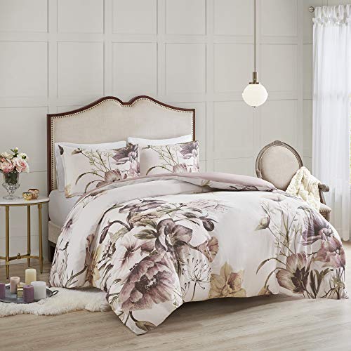 Madison Park 100% Cotton Duvet Set Beautiful Floral Design, All Season, Breathable Comforter Cover Bedding Set, Matching Shams, King/Cal King(104"x92"), Blush 3 Piece