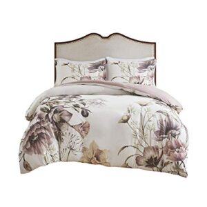 Madison Park 100% Cotton Duvet Set Beautiful Floral Design, All Season, Breathable Comforter Cover Bedding Set, Matching Shams, King/Cal King(104"x92"), Blush 3 Piece