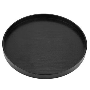 Serving Tray Black Natural Wooden Serving Round Plate with Non-Slip Surface for Tea Coffee Snack Food Meals