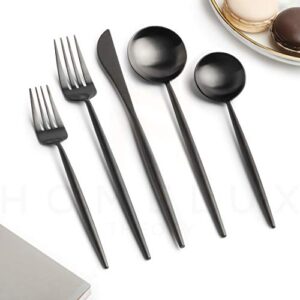 homelux theory 18/10 matte black silverware set stainless steel black flatware set black utensil set| 5pc adaline royal modern black cutlery set| best flatware set for 4 (4 sets,black matte polish)