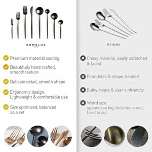 Homelux Theory 18/10 Matte Black Silverware Set Stainless Steel Black Flatware Set Black Utensil Set| 5pc Adaline Royal Modern Black Cutlery Set| BEST Flatware Set for 4 (4 sets,Black matte polish)