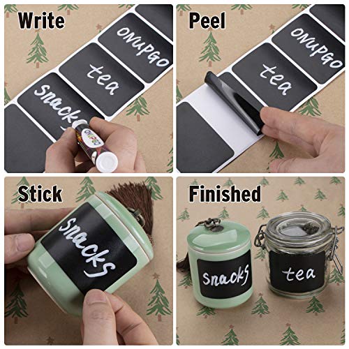 ONUPGO Chalkboard Labels-180pcs Waterproof Reusable Blackboard Stickers with 1 Liquid Chalk Marker for Mason Jars, Parties Decoration, Craft Rooms, Weddings, Storage, Organize Your Home & Kitchen