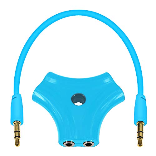 5-Way Multi Headphone Splitter, 3.5mm Audio Stereo Headset AUX Adapter 1/8” Earphone Earbuds Extension Cord, Compatible for iPod,Mp3 Player,Mobile Phone,Laptop,PC,Headphones,Speakers (Blue)