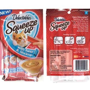 Delectables Squeeze Up Hartz Cat Treats Bundle of 3 Flavor Pouches, 2.0 oz Each (Tuna & Shrimp)