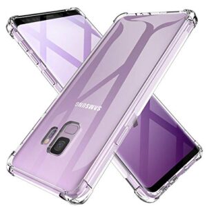 kiomy galaxy s9 case crystal clear shockproof bumper protective case for samsung galaxy s9 transparent pure tpu slim fit flexible cell phone back covers