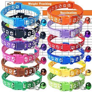 gamuda puppy collars - super soft nylon whelping puppy collars - adjustable litter collars for pups - assorted colors reflective plain & identification collars - set of 12 (footprint)