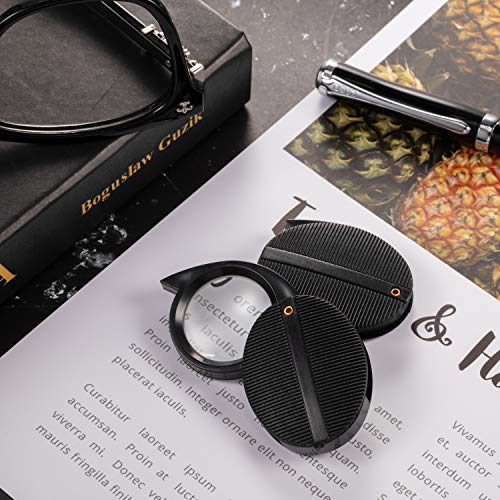 10X Folded Pocket Magnifier Mini Magnifying Glass Handheld Rotating Magnifier for Reading Newspaper, Book, Magazine, Science Class, Hobby, Jewelry (10 Pieces)