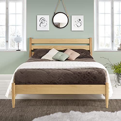 Camaflexi MidCentury Platform Bed / Solid Wood / No Box Spring Needed, Mattress Support: 12 Slats, 3 Center Supports and 2 Support Legs/ Scandinavian Oak, Queen.