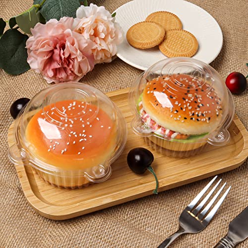 Hapy Shop 100 Pieces Plastic Single Individual Cupcake for Ice Cream,Dessert Cups,Muffin Dome Holders Cases Boxes Cups,single cupcake holders