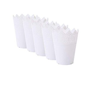 5 pack 5.5" high plastic planters,storage bins,planter nursery pots,indoor planter flower pots,succulent/plant pot or make up pencil holder pierced flower wedding candle decor home decor (white)