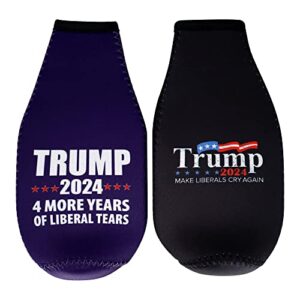 Trump 2024 Beer Bottle Insulator - Donald Trump Gifts MAGA Save America,Make Liberals Cry Again,Four More Years of Liberal Tears,Insulated Cooler Sleeve with Zipper,Built-In Removable Bottle Opener