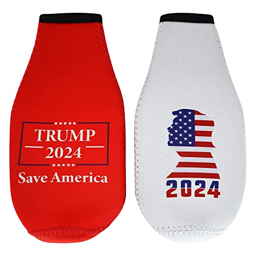 Trump 2024 Beer Bottle Insulator - Donald Trump Gifts MAGA Save America,Make Liberals Cry Again,Four More Years of Liberal Tears,Insulated Cooler Sleeve with Zipper,Built-In Removable Bottle Opener