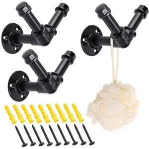 sumnacon 3 pcs industrial pipe coat hook heavy duty towel holder wall mounted vintage robe hook diy style, v type