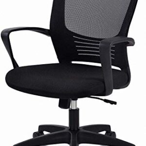 Ergonomic Office Chair with Lumbar Support Desk Chair, Task Chair with Armrest Mesh Chair Back Support, Mid Back Computer Chair Adjustable Swivel Executive Chair Comfortable Home Study Chair, Black