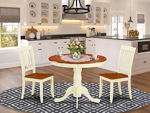 East West Furniture ANDA3-BMK-W Dining Room Table Set, 3-Pieces