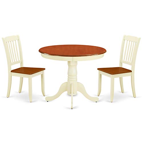 East West Furniture ANDA3-BMK-W Dining Room Table Set, 3-Pieces