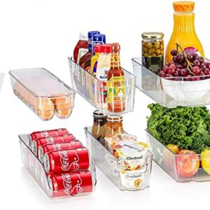 fridge bins and organizers Set of 10 - Stackable refrigerator bins set includes 6 bins for food containers and 4 precut shelf liners for fridge shelf's