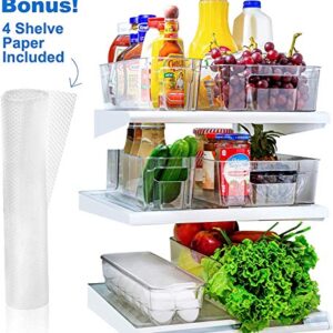 fridge bins and organizers Set of 10 - Stackable refrigerator bins set includes 6 bins for food containers and 4 precut shelf liners for fridge shelf's