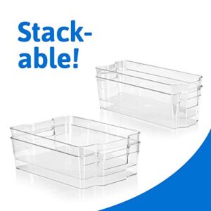 fridge bins and organizers Set of 10 - Stackable refrigerator bins set includes 6 bins for food containers and 4 precut shelf liners for fridge shelf's