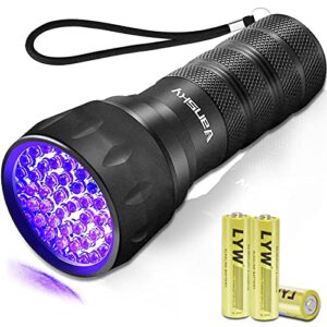 black light uv light flashlight, 21 led 395nm ultraviolet blacklight flashlight mini pet urine detector for dog/cat, dry stains, resin curing, matching with pet odor eliminator(batteries are included)