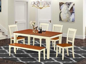 east west furniture nida6-bmk-w dining set, 6-piece