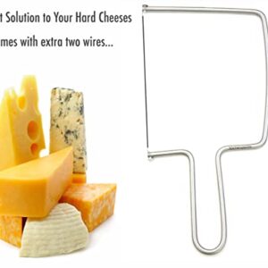 Kuchengerate Cheese Slicer Wire Cutter - Cheese Knives Slicers with Wire - Handheld Butter Cutter Tools for Soft Hard Block - Easy Fast Cutting Hard Or Semi Hard Block Cheeses - With Extra Wire