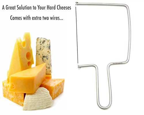 Kuchengerate Cheese Slicer Wire Cutter - Cheese Knives Slicers with Wire - Handheld Butter Cutter Tools for Soft Hard Block - Easy Fast Cutting Hard Or Semi Hard Block Cheeses - With Extra Wire