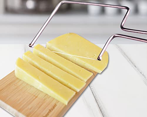 Kuchengerate Cheese Slicer Wire Cutter - Cheese Knives Slicers with Wire - Handheld Butter Cutter Tools for Soft Hard Block - Easy Fast Cutting Hard Or Semi Hard Block Cheeses - With Extra Wire