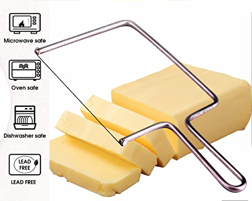 Kuchengerate Cheese Slicer Wire Cutter - Cheese Knives Slicers with Wire - Handheld Butter Cutter Tools for Soft Hard Block - Easy Fast Cutting Hard Or Semi Hard Block Cheeses - With Extra Wire