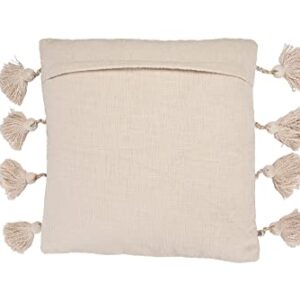 Creative Co-Op Creative Co-Op Cotton Embroidered Pillow with Tassels and Applique, Pink