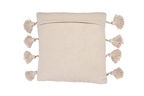 Creative Co-Op Creative Co-Op Cotton Embroidered Pillow with Tassels and Applique, Pink