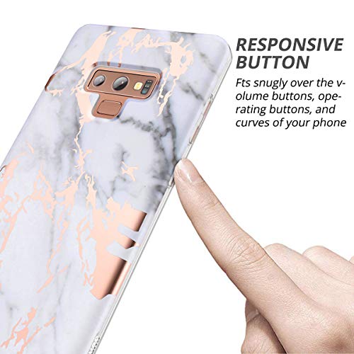 SURITCH for Samsung Galaxy Note 9 Marble Case, [Built-in Screen Protector] Natural Marble Full-Body Protection Shockproof Rugged Bumper Protective Cover for Galaxy Note 9 6.4 Inch (Gold Marble)