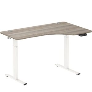 shw 55-inch large electric height adjustable l-shaped standing desk with right facing corner, oak