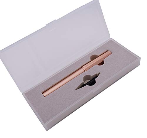 erofa Penbbs 350 Fountain Pen Fine Nib with Rollerball Pen Nib Pen Set & Box - Metallic Rose Golden Alloy Anode Octagonal