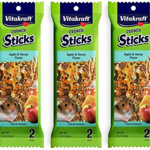 Vitakraft 3 Pack of Hamster Treat Crunch Sticks, 2 Sticks Each, Apple and Honey Flavor