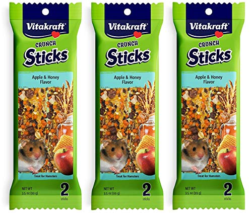 Vitakraft 3 Pack of Hamster Treat Crunch Sticks, 2 Sticks Each, Apple and Honey Flavor